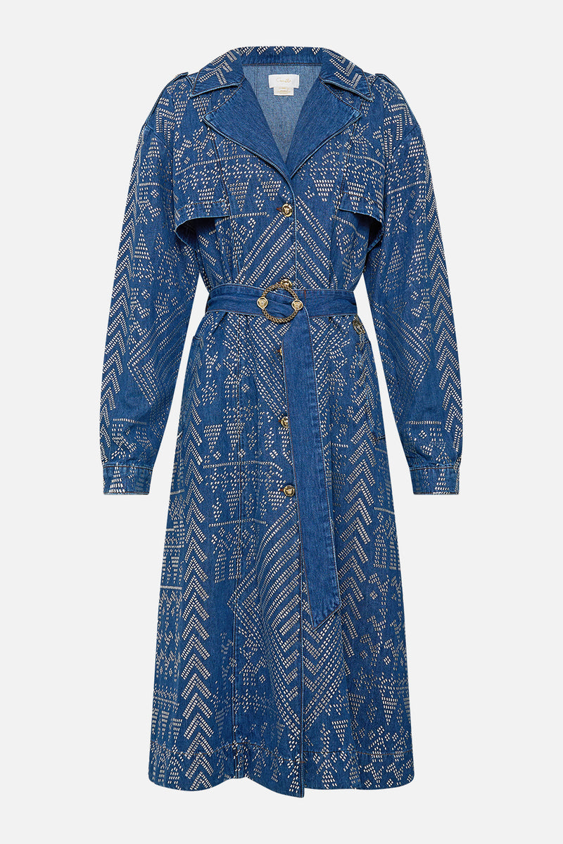 The Denim Desert Reign Longline Belted Trench Coat | CAMILLA EU – CAMILLA EU