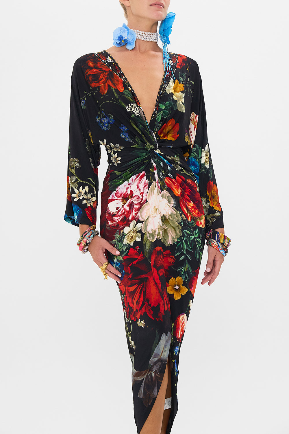 LONG SPLIT FRONT TWIST DRESS A STILL LIFE – CAMILLA EU