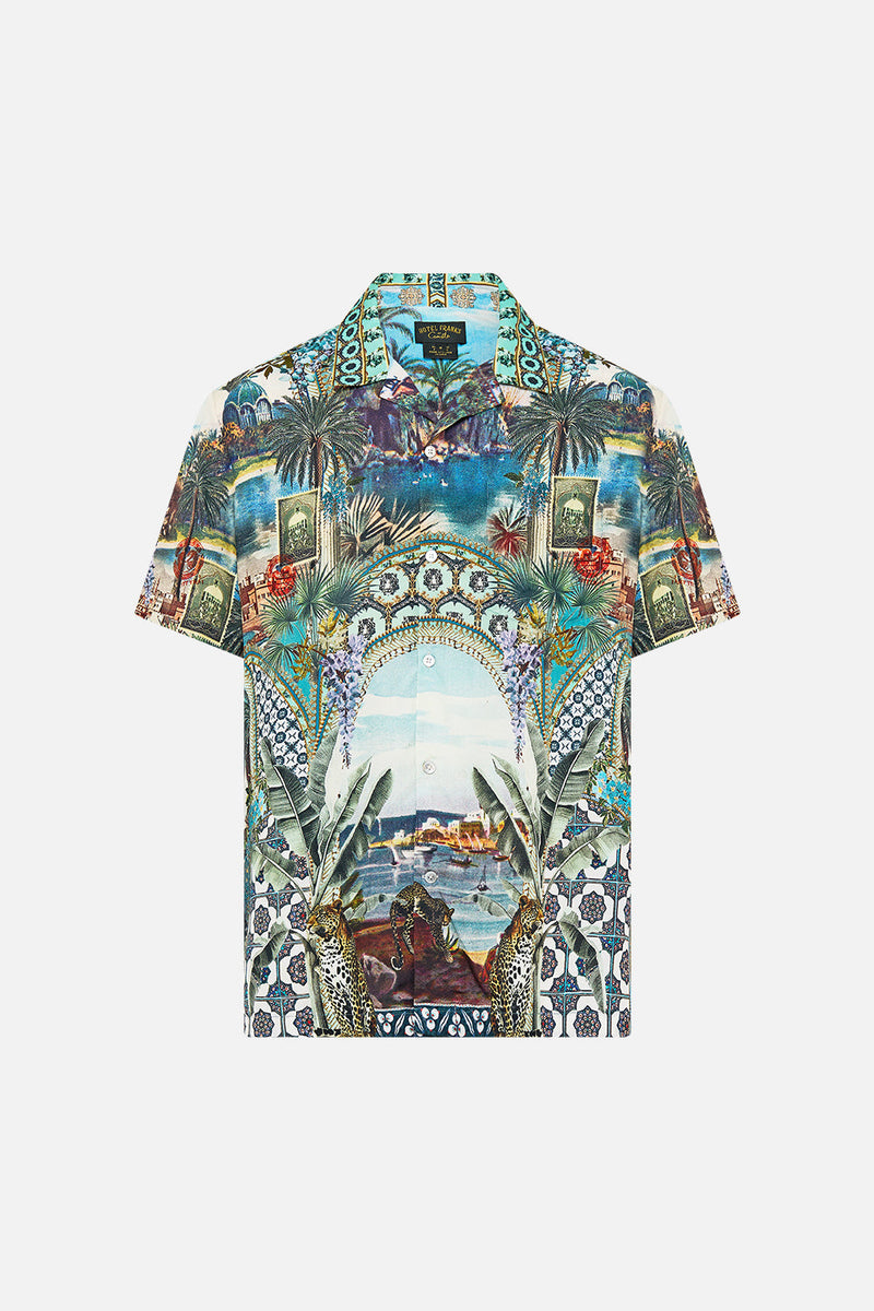 Postcards & Palm Trees Short Sleeve Camp Collared Shirt | CAMILLA EU ...