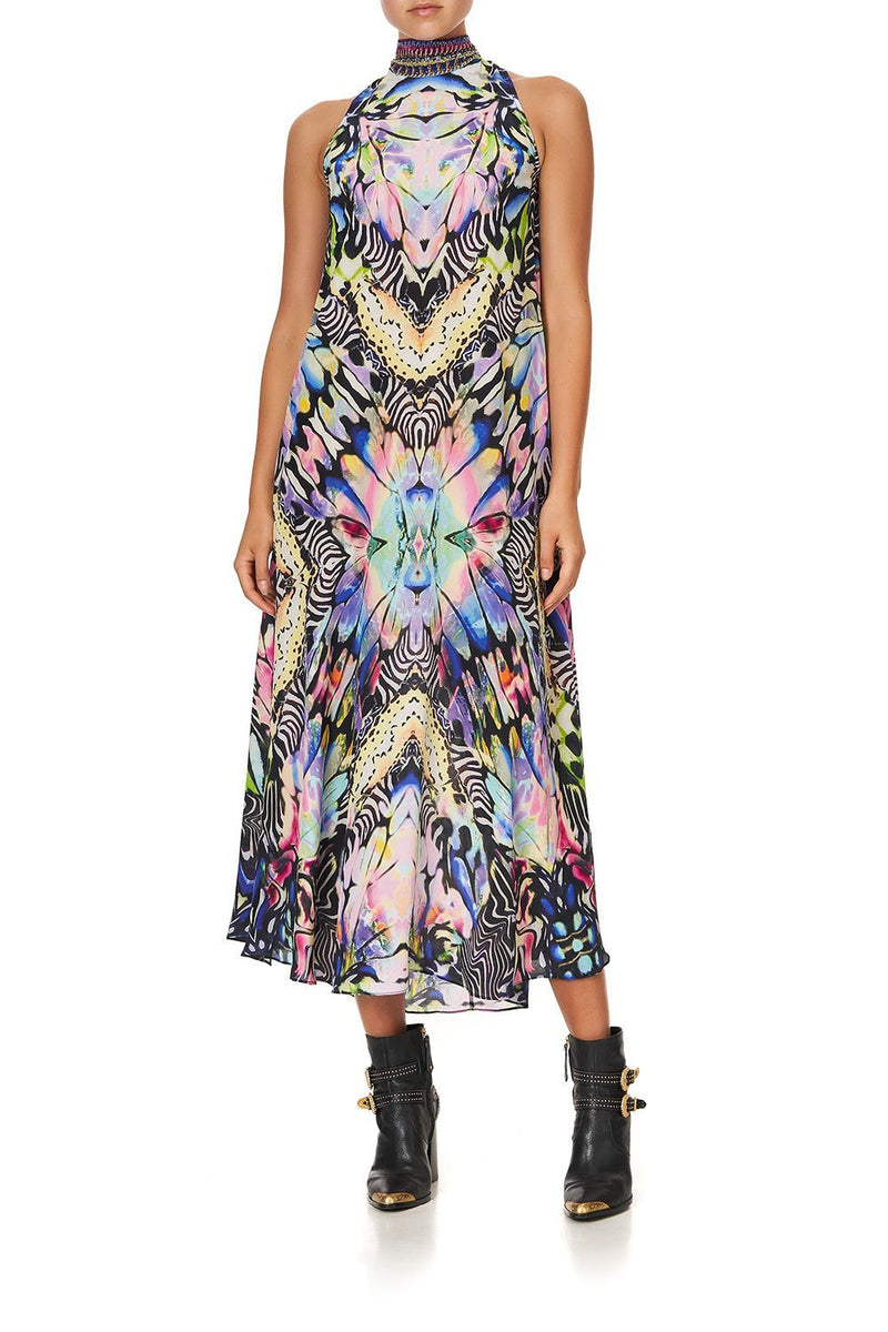HIGH NECK DRESS WITH BACK NECK TIE TRANCE TEMPTATION – CAMILLA EU