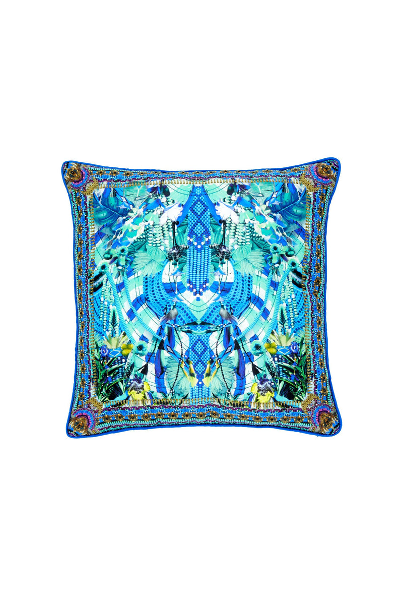 SMALL SQUARE CUSHION AMAZON AZURE – CAMILLA EU