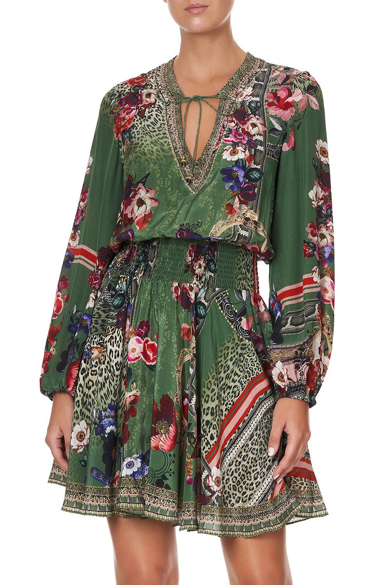 SHIRRED RELAXED SHORT DRESS TALES OF TIME – CAMILLA EU