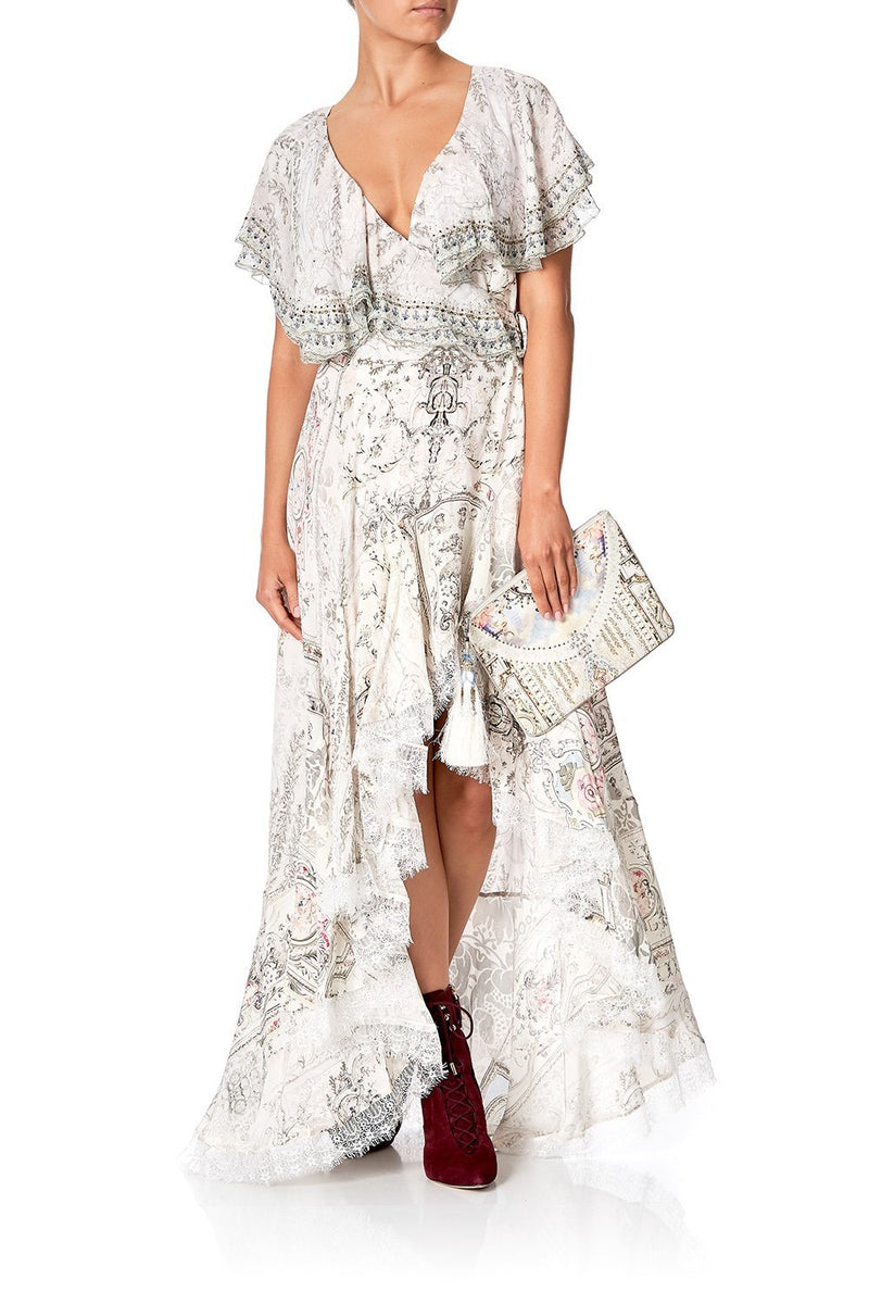 FRILL SLEEVE LONG DRESS CRYSTAL CASTLE – CAMILLA EU